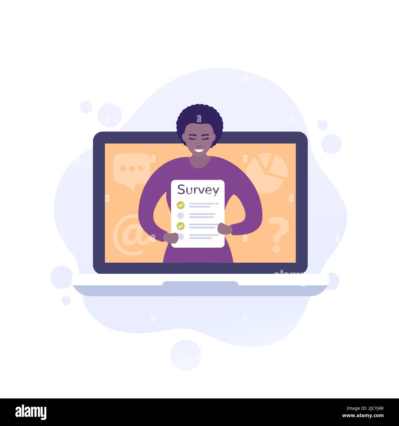 online survey vector illustration with a woman Stock Vector Image & Art ...
