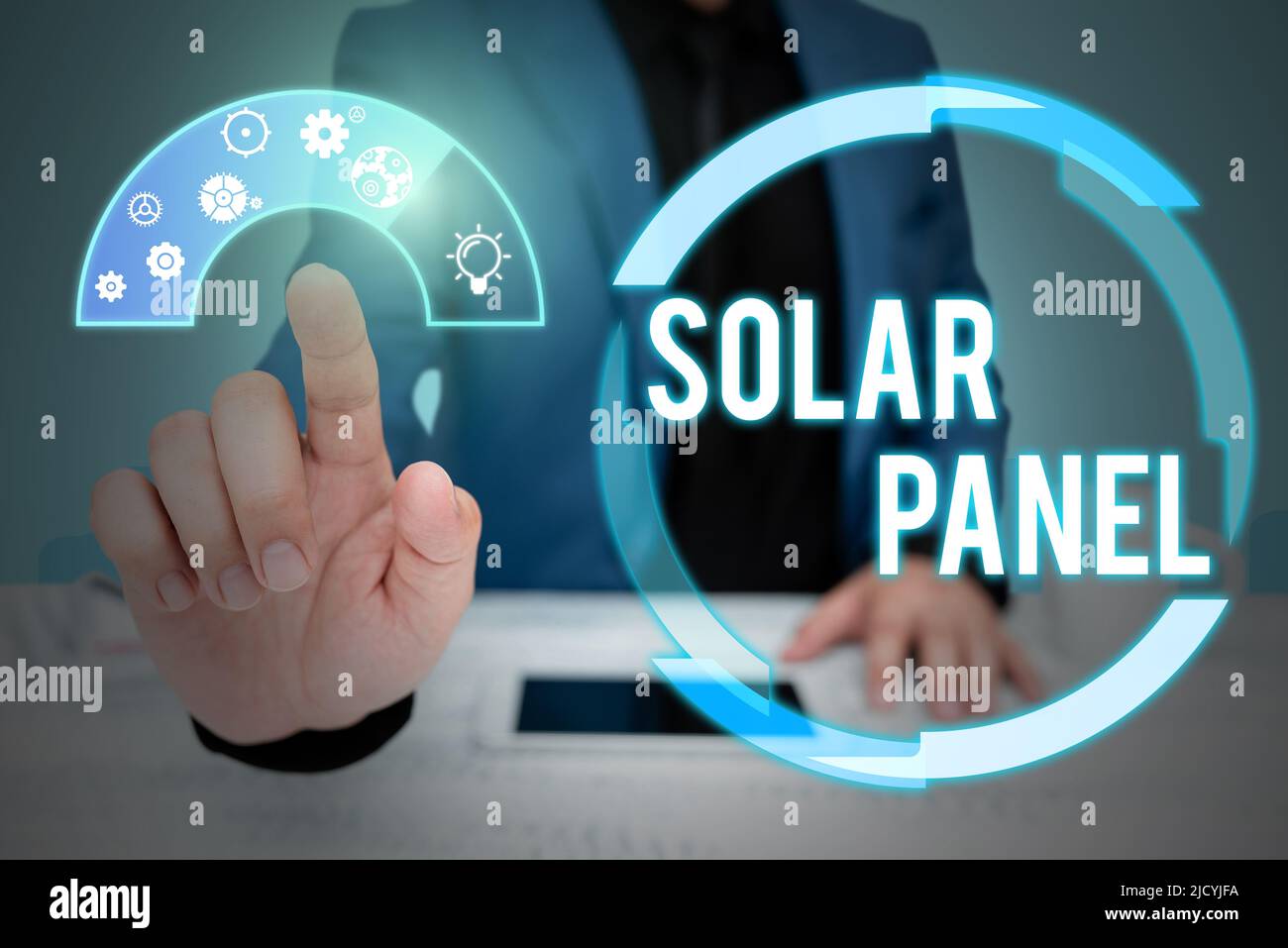 Conceptual caption Solar Panel, Business overview designed to absorb suns rays source of energy ...