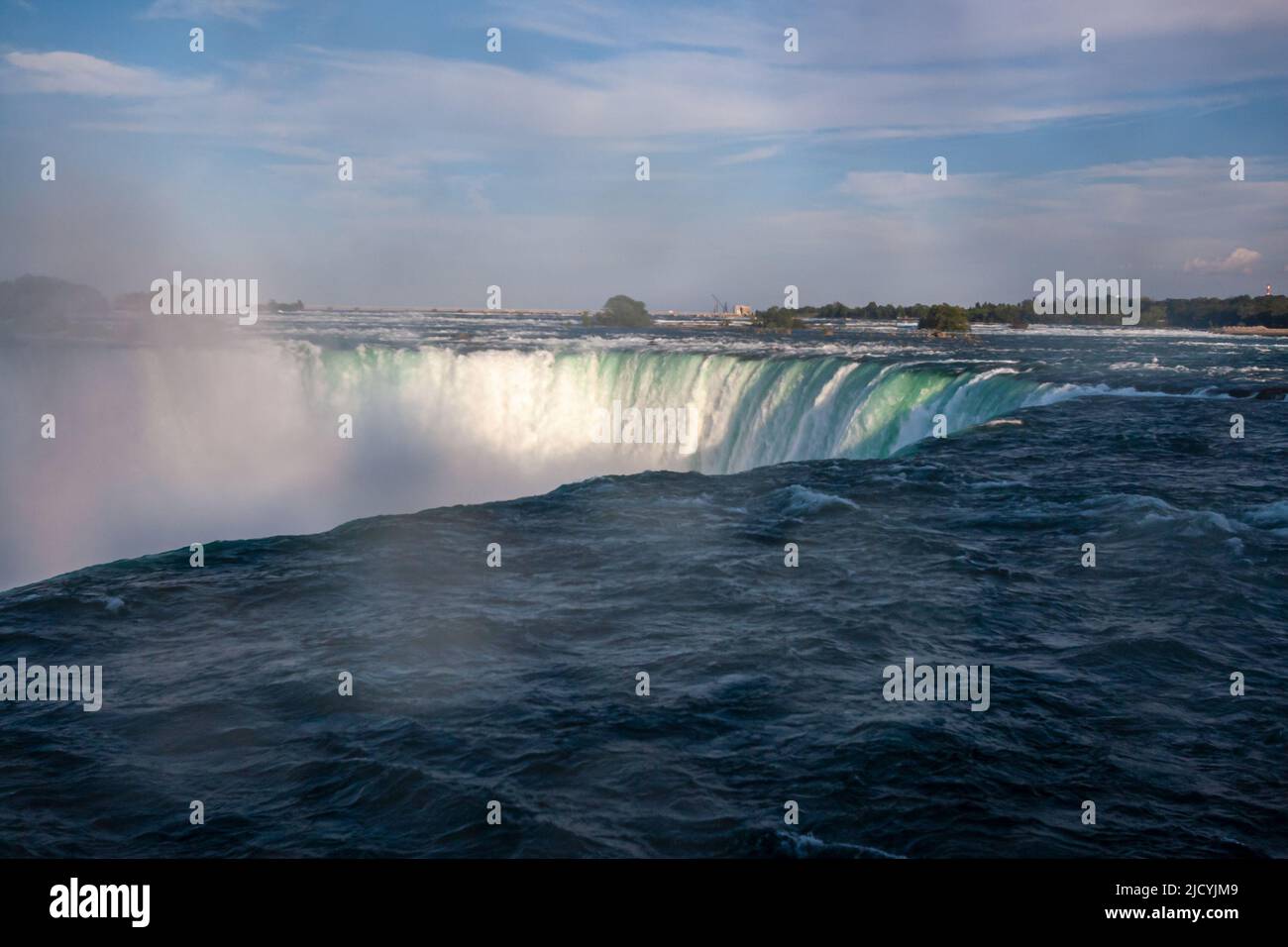 Raging water inside the horseshoe of Niagara Falls, Canada Stock Photo ...