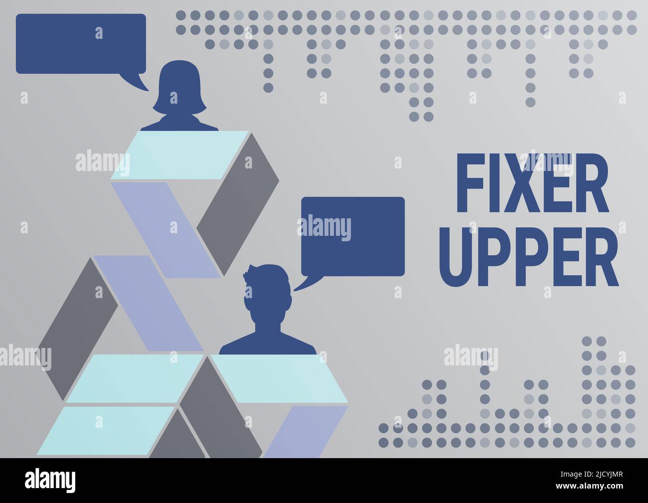 Hand writing sign Fixer Upper. Business showcase house in need of ...