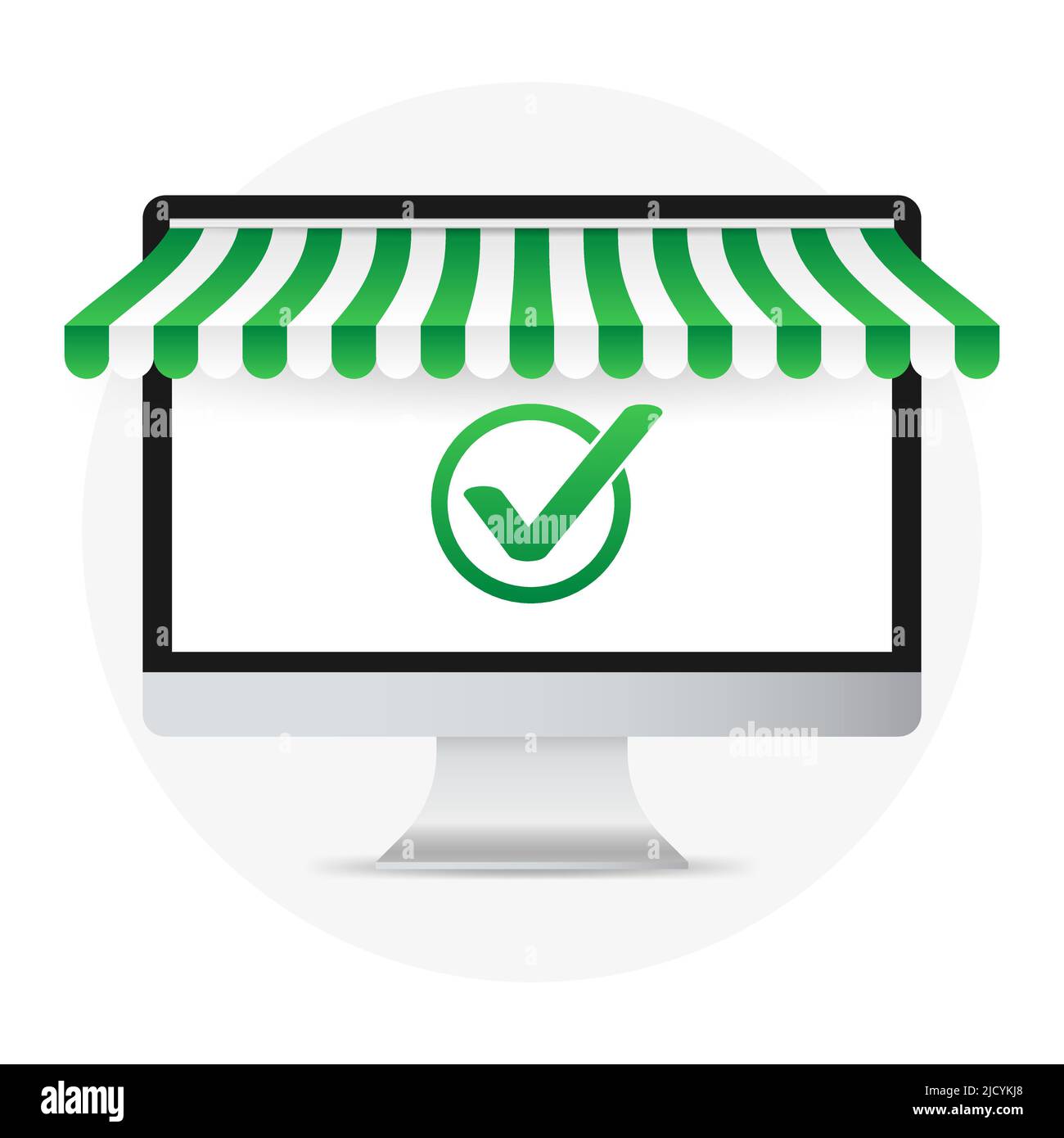 Computer having approved tick notification, successful operation check ...