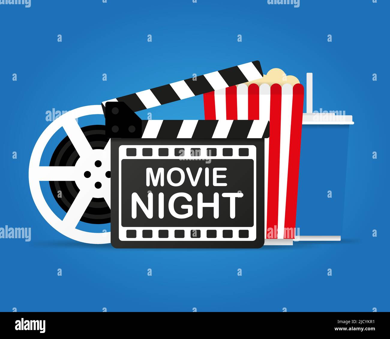 Movie night illustration. Cinema poster concept. Banner design for ...
