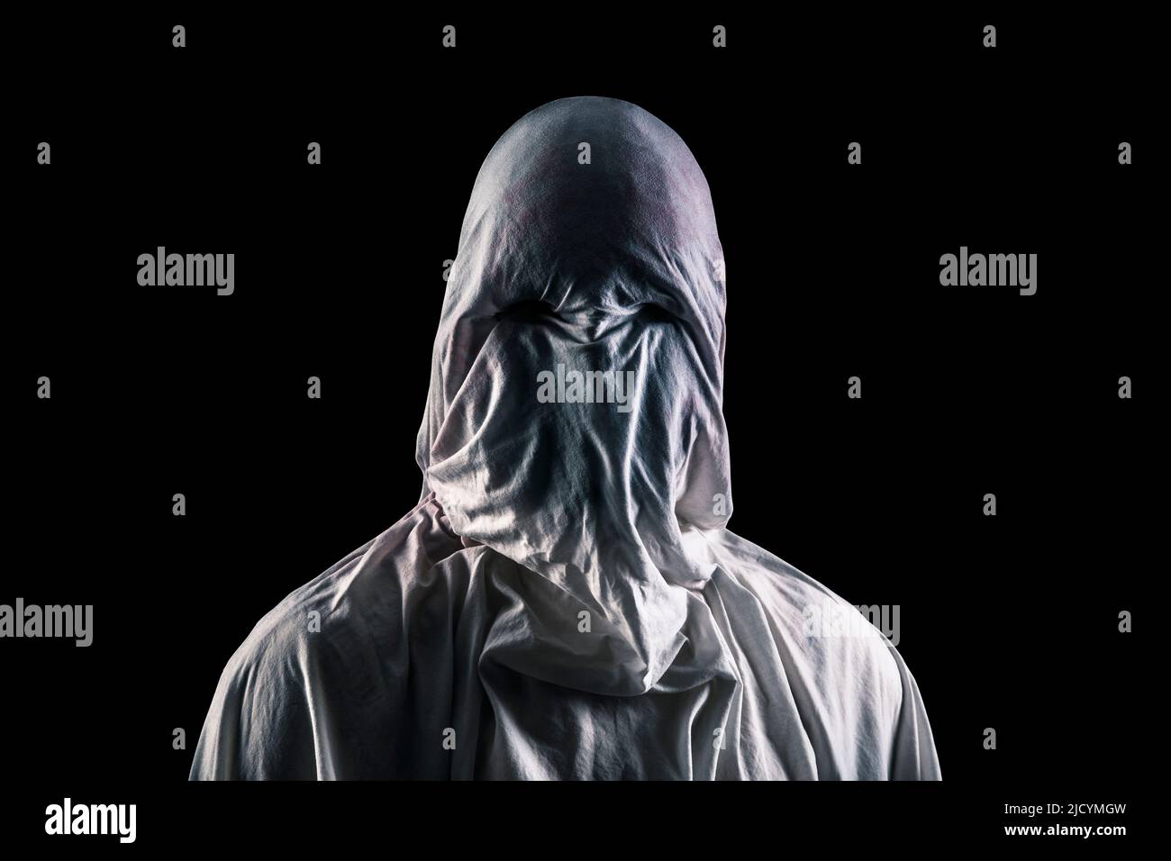 Portrait of a scary ghost isolated on black background with clipping ...