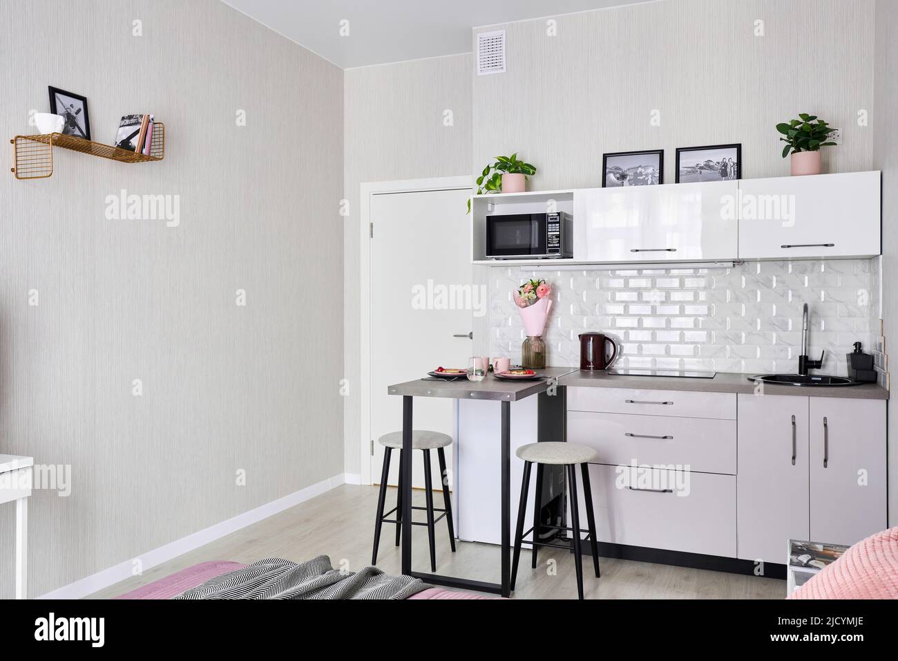 Stylish decorated studio apartment for daily rent Stock Photo - Alamy