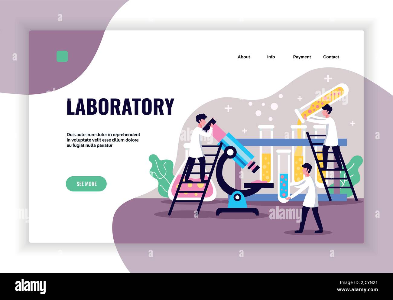 Laboratory concept banner landing page website design with flat images ...