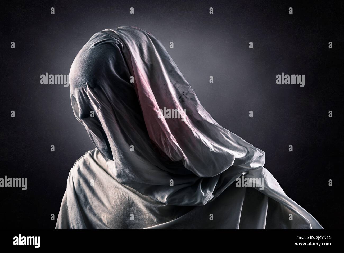 Portrait of a scary ghost over dark misty background Stock Photo - Alamy