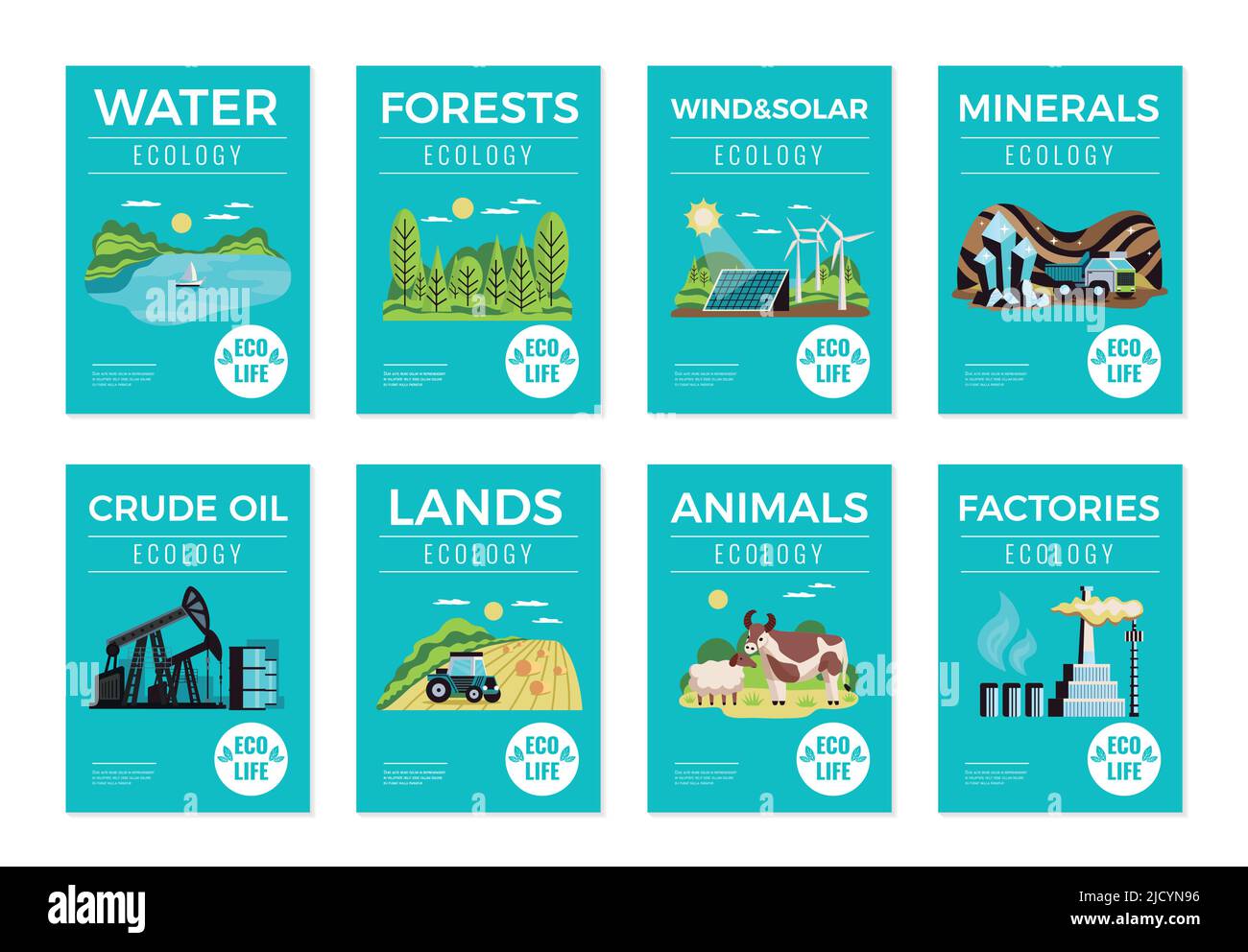 Natural environmental resources vertical banners set with ecology ...