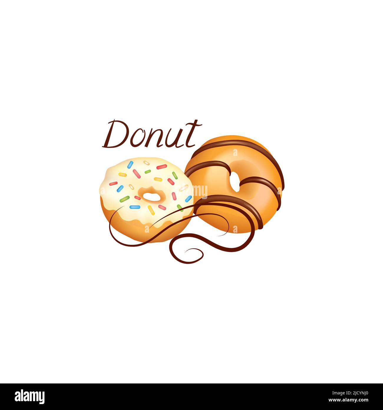 Donut food icon set. Sweet pastry banner. Doughnut with white, pink and ...