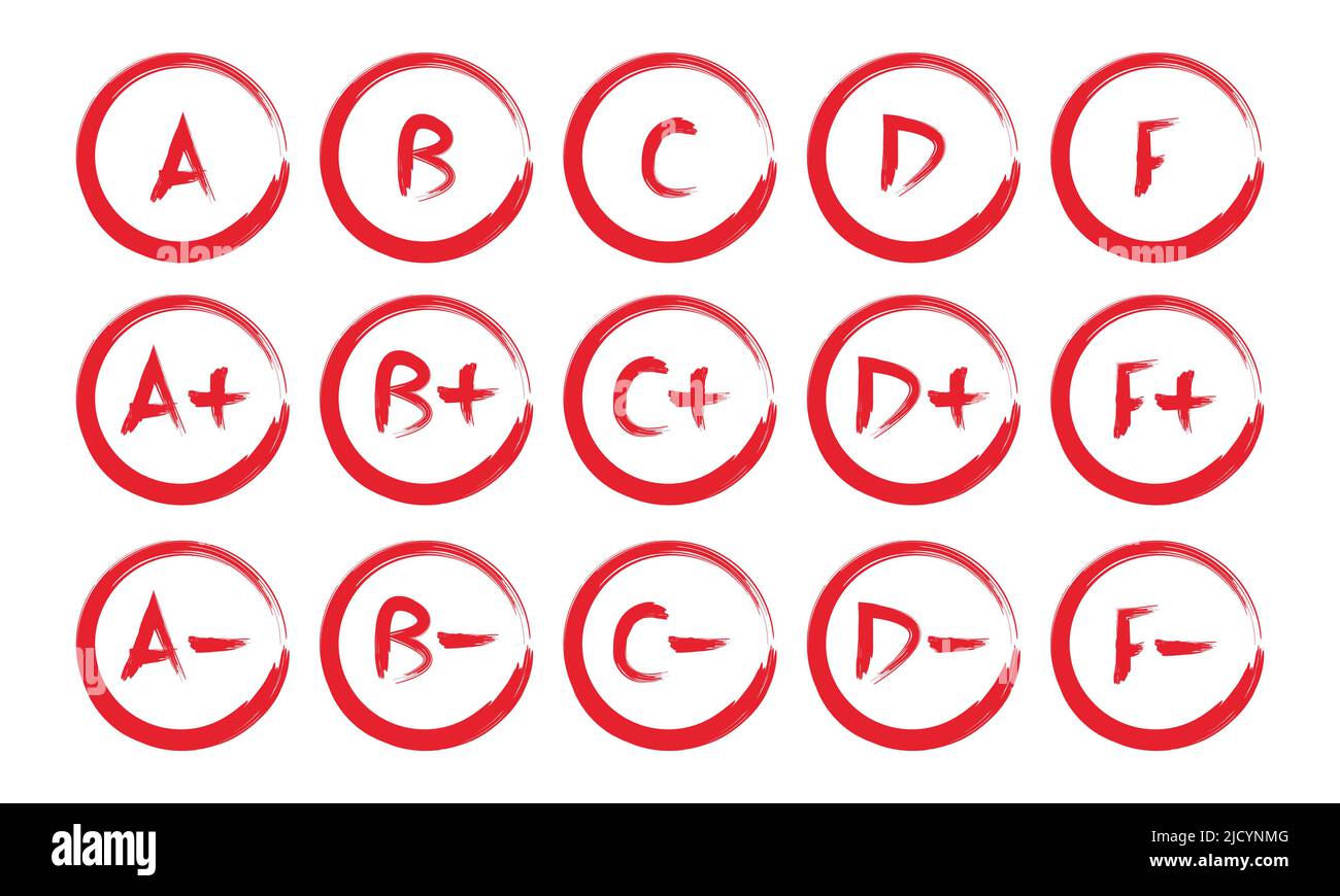 Grade results set. Hand drawn vector grade in red circle Stock Vector ...