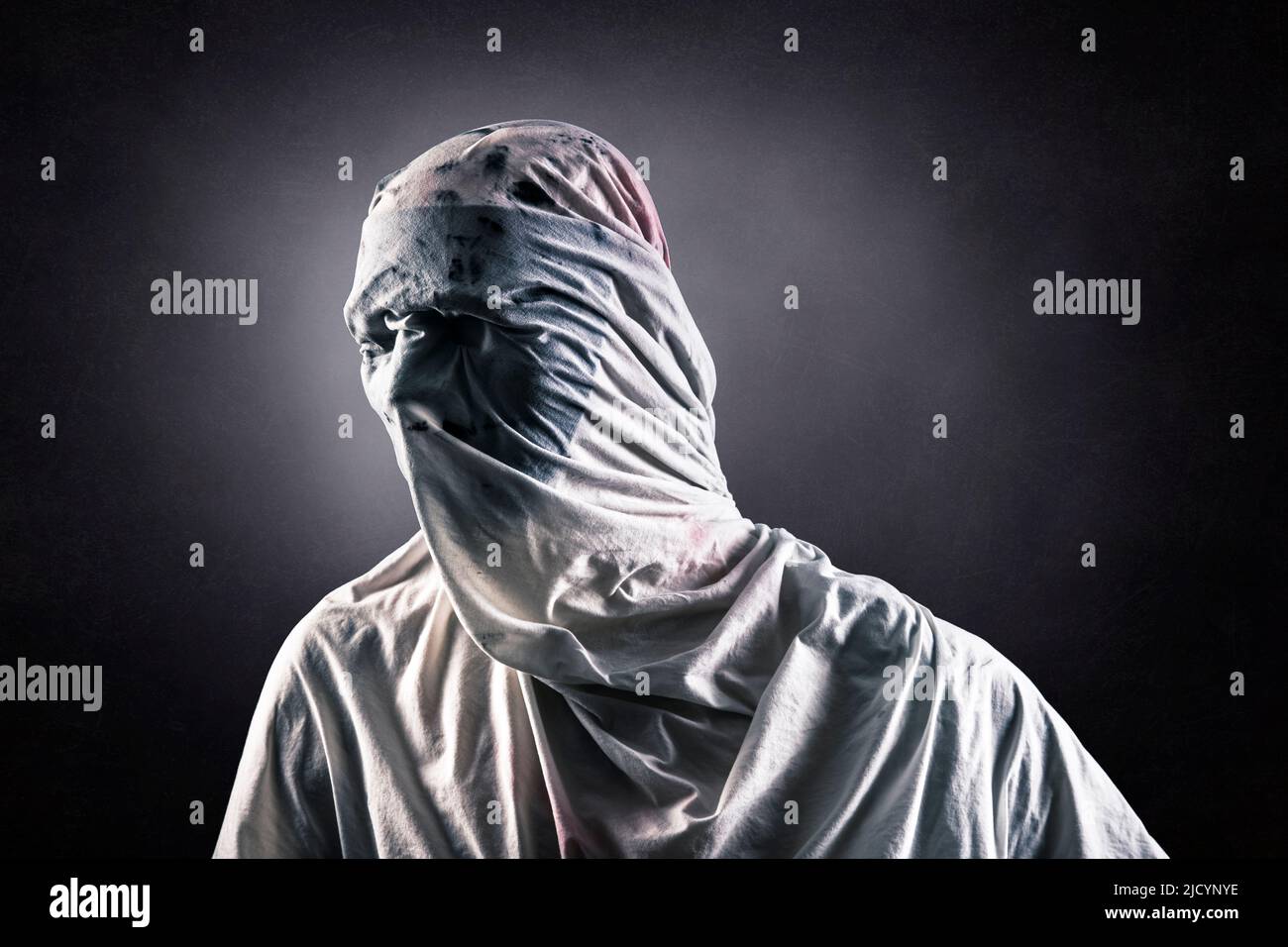 Portrait of a scary ghost over dark misty background Stock Photo - Alamy
