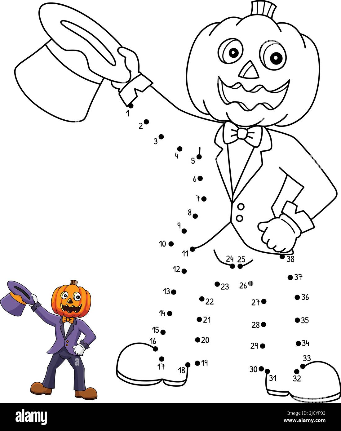 Dot to Dot Pumpkin Head Man Halloween Isolated Stock Vector Image & Art ...