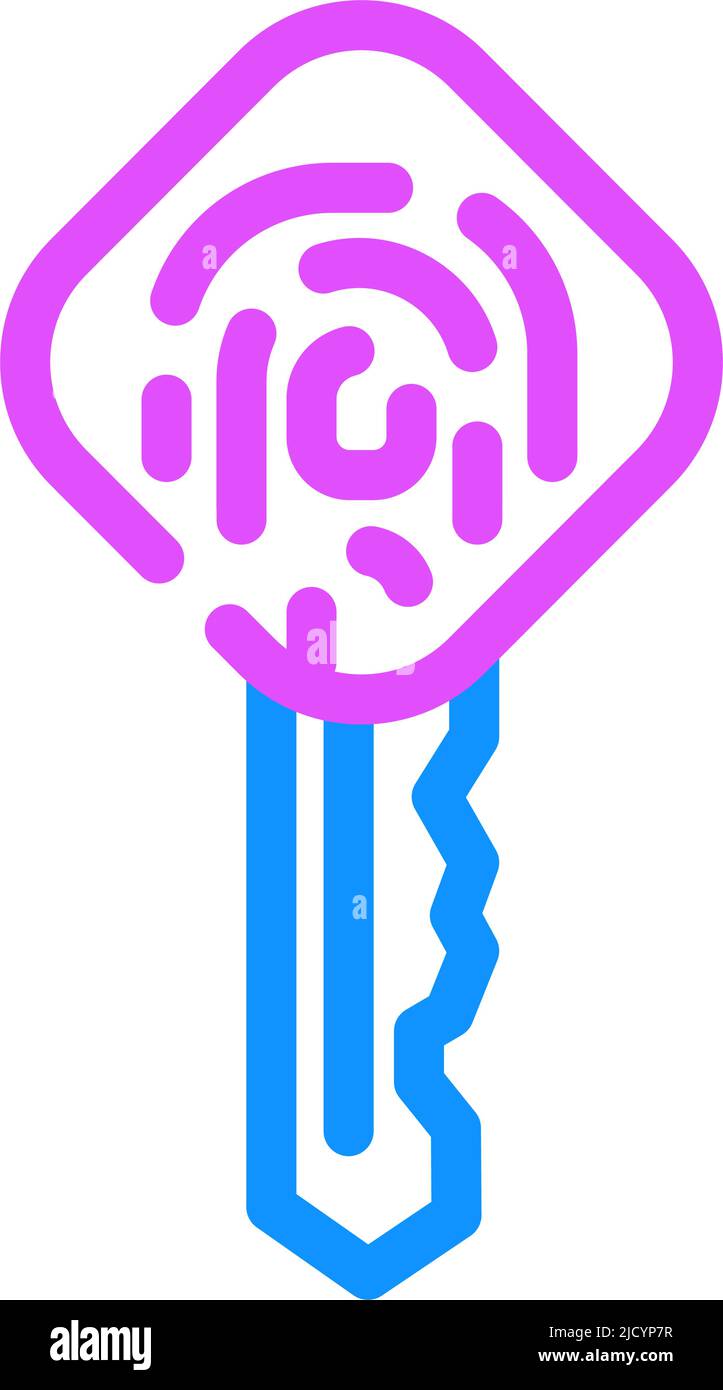key with fingerprint scanner color icon vector illustration Stock ...