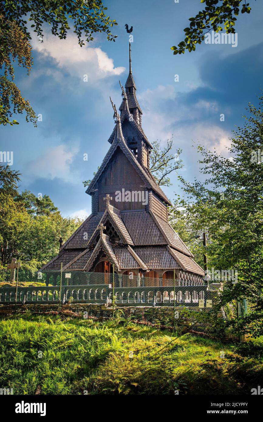 The Fantoft stave church in Bergen was originally built around 1150. A ...