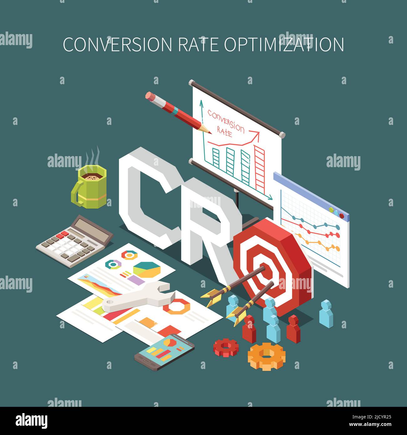 Conversion rate optimization and client targeting concept with plans ...