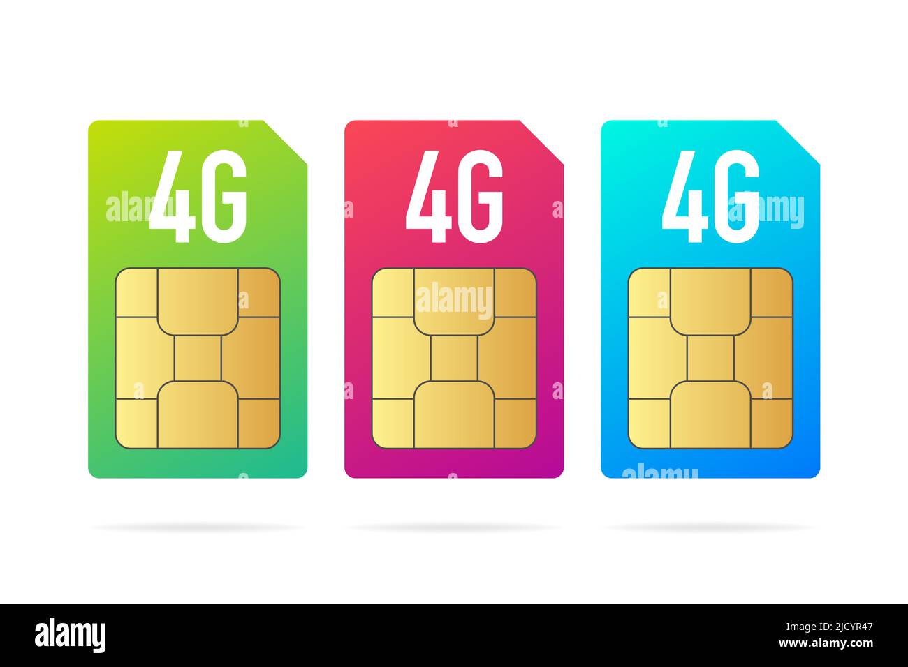 Set different colorful Sim card chip on a white background. Vector ...