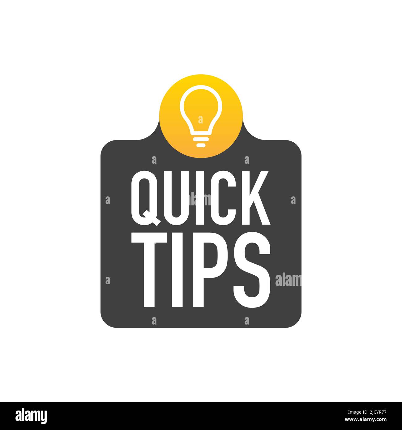 Quick Tips badge, banner with light bulb and speech bubble isolated on white background Stock ...