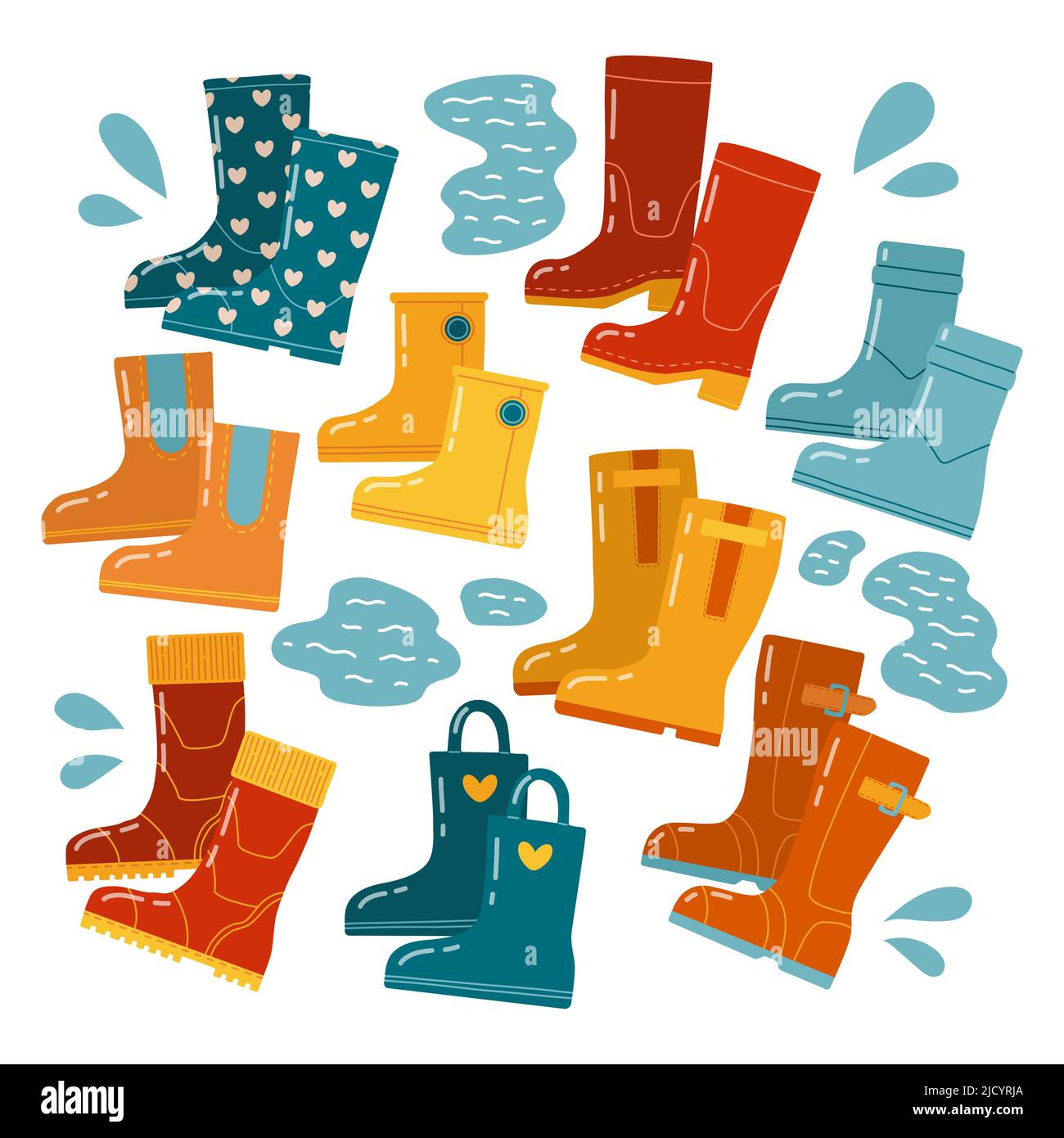 Flat autumn forest set Cut Out Stock Images & Pictures - Alamy