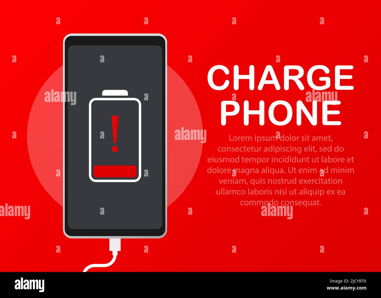Illustration with charge mobile phones. Usb cable is connected to the ...