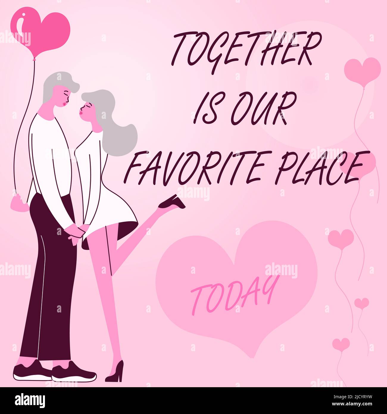 Conceptual caption TOGETHER IS OUR FAVORITE PLACE. Word Written on ...