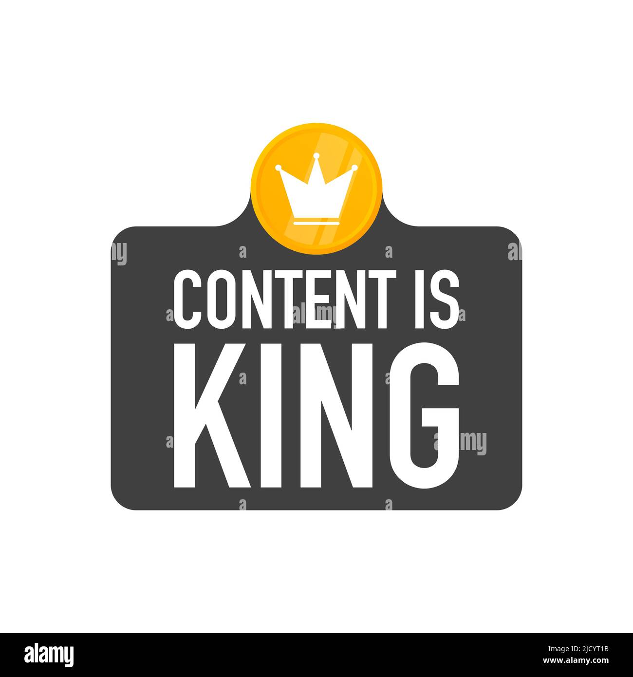 Content is king, flat icon, on a white background. Vector stock ...