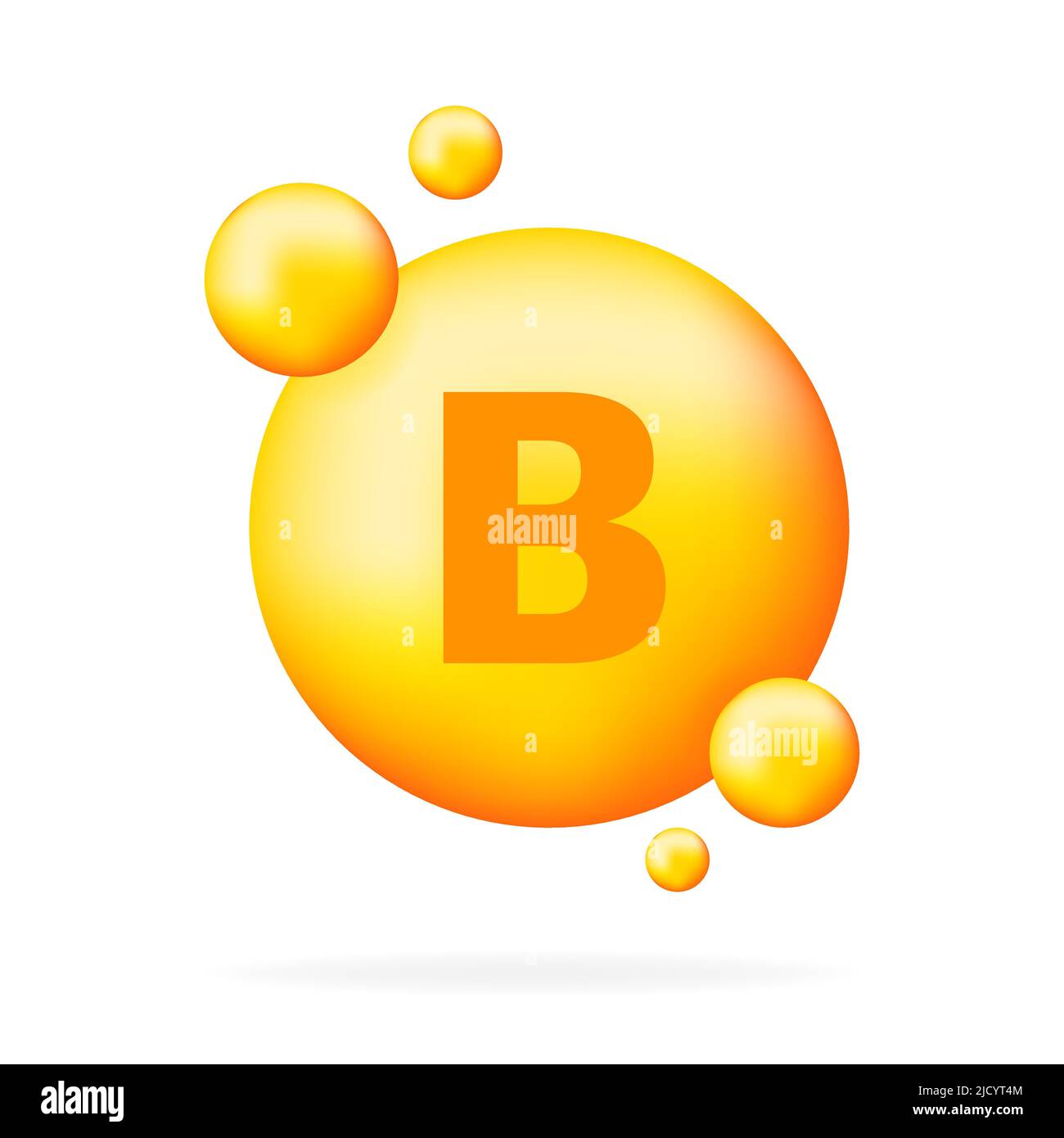 Vitamin B shining pill capcule icon. Shining golden substance drop ...