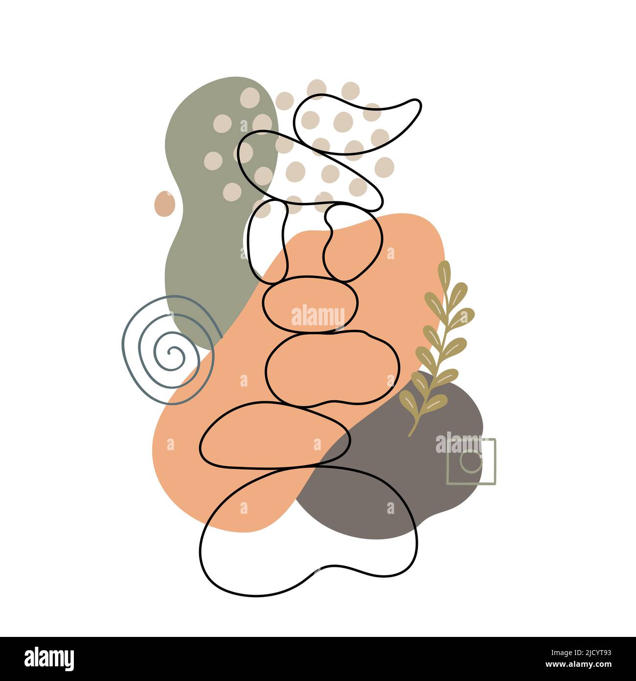 Zen stone in simple abstract doodle style vector illustration with ...