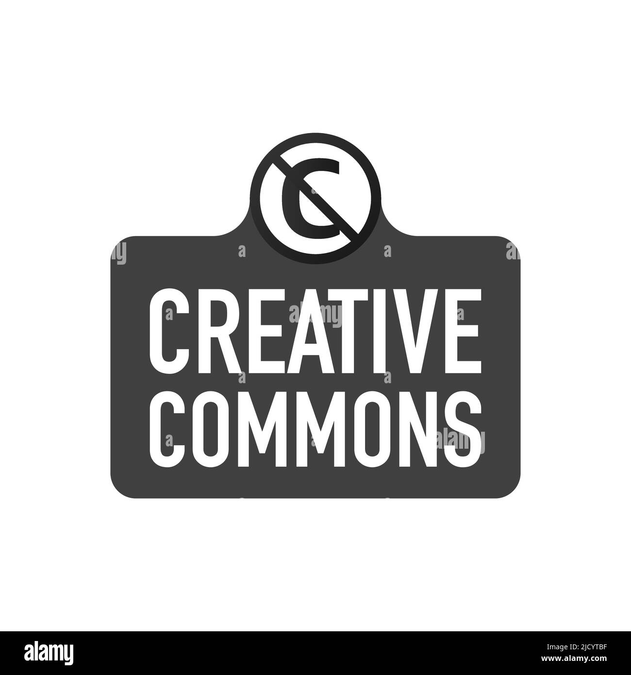 Creative commons rights management sign with circular CC icon. Vector ...
