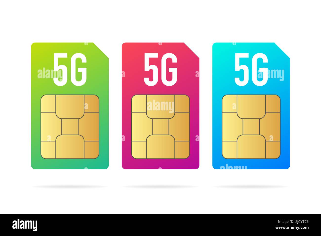 Set different colorful Sim card chip on a white background. Vector ...