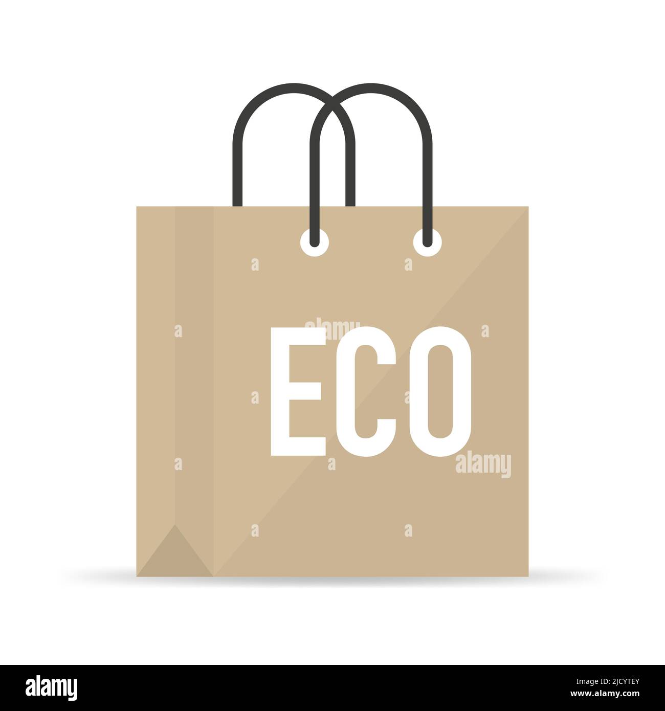 Fabric bag with eco symbol on it, flat design style. Vector ...