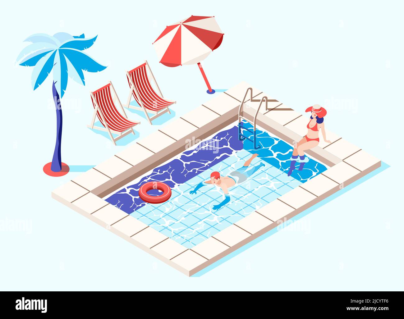 Swimming pool lounges Stock Vector Images - Alamy