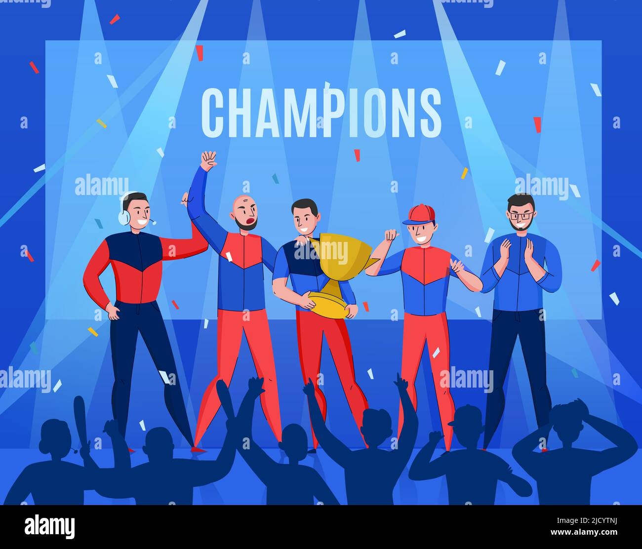 Cyber sport victory composition with text and festive scenery with ...