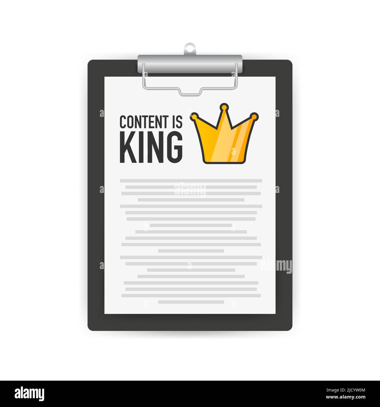 Content is king, flat icon, on a white background. Vector stock ...