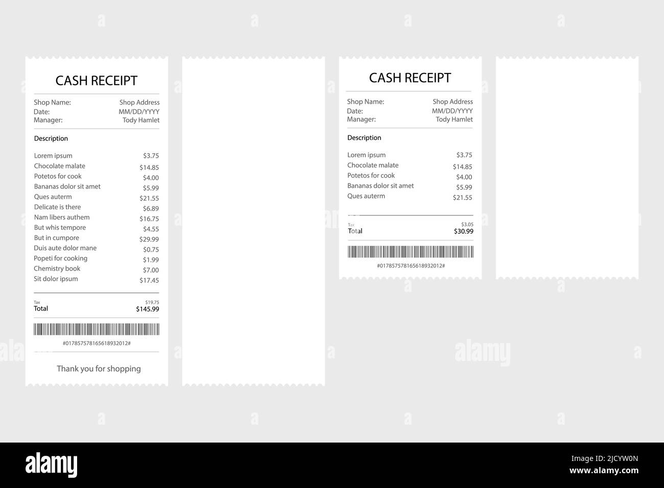 Receipt icon in a flat style isolated on a colored background. Invoice ...