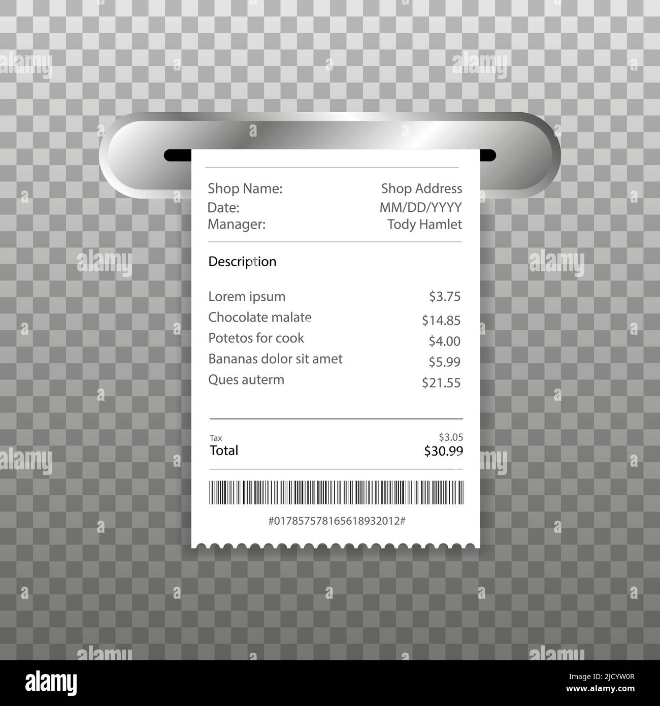 Receipt icon in a flat style isolated. Invoice sign. Vector ...