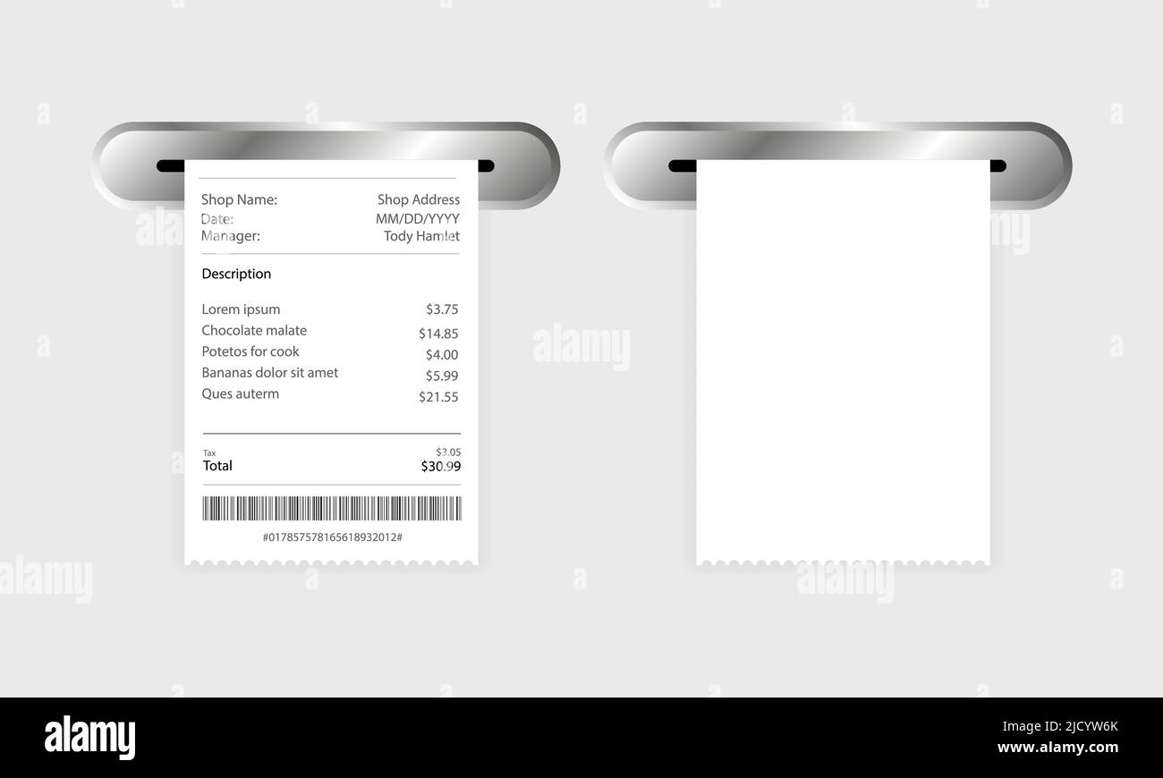 Receipt icon in a flat style isolated. Invoice sign. Vector ...