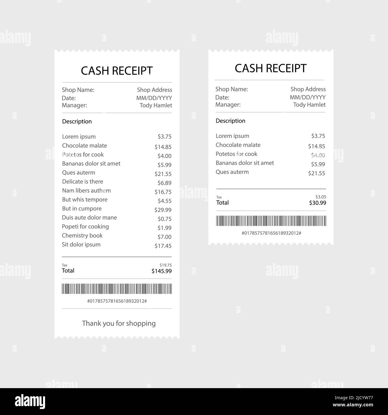 Receipt icon in a flat style isolated. Invoice sign. Vector ...