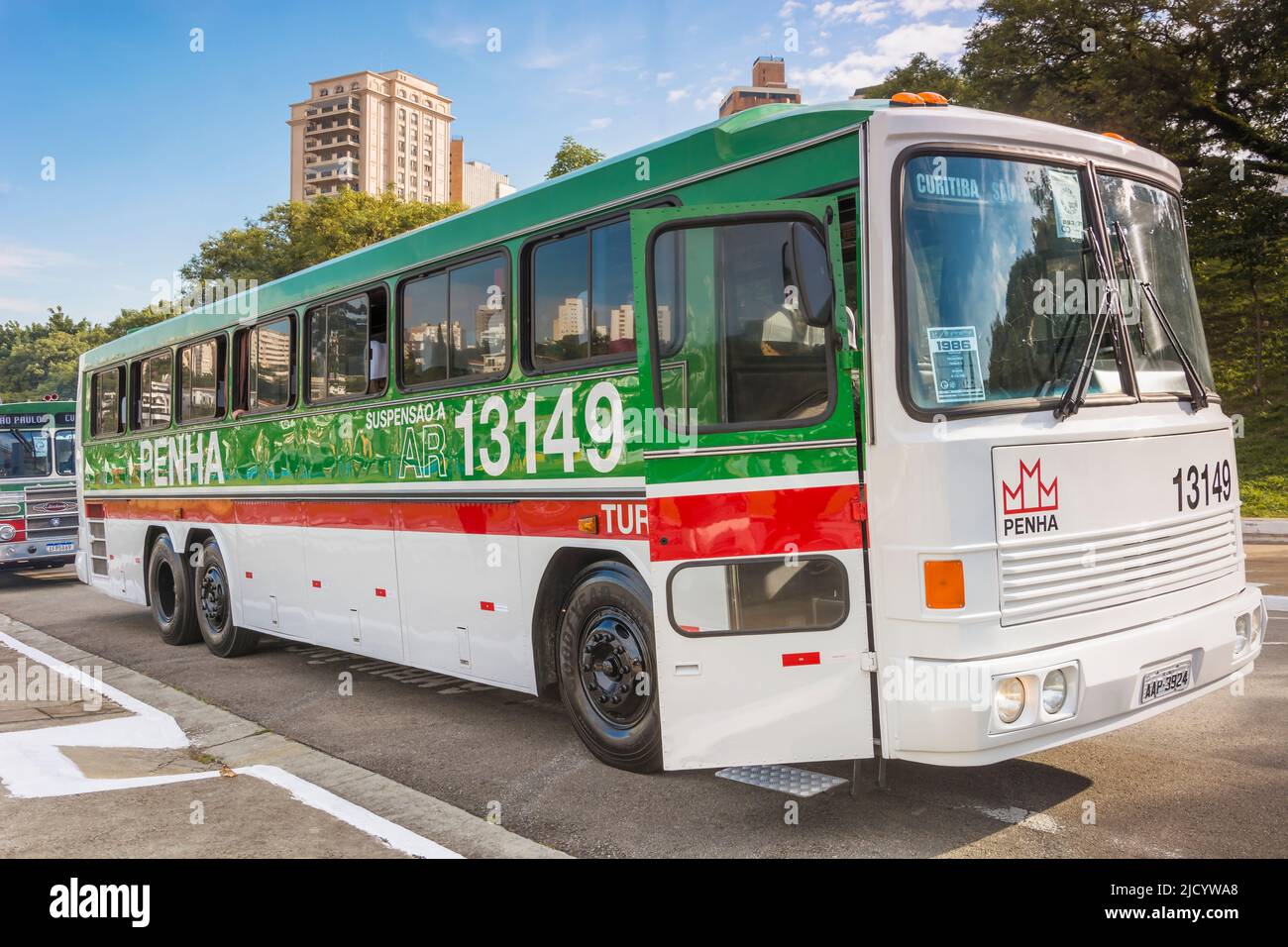 Vehicle Tecnobus Tribus 2 Scania K112TL on display at Bus Brasil Fest ...