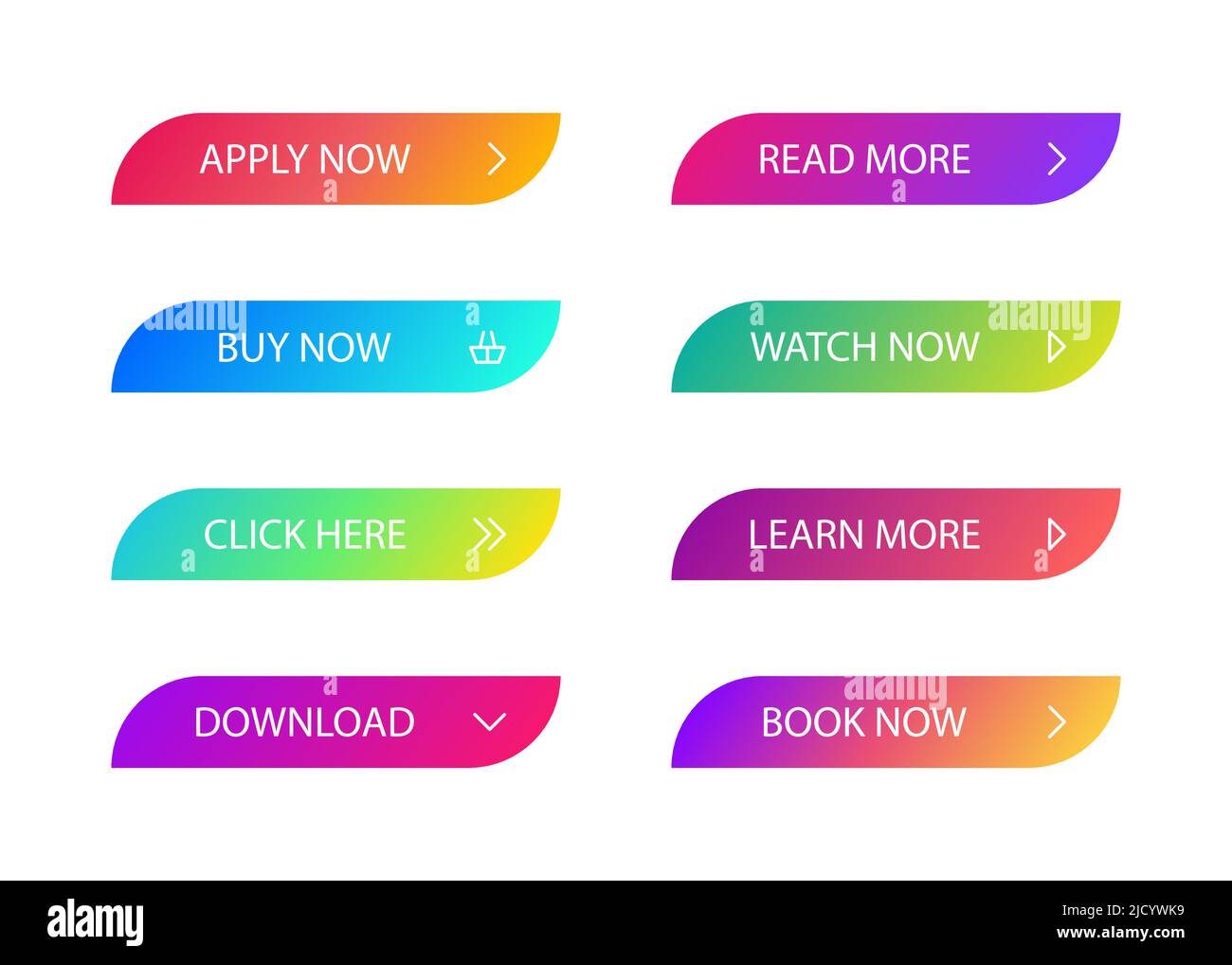 Different gradient colors and icons on white forms with shadows. Set of vector modern material ...