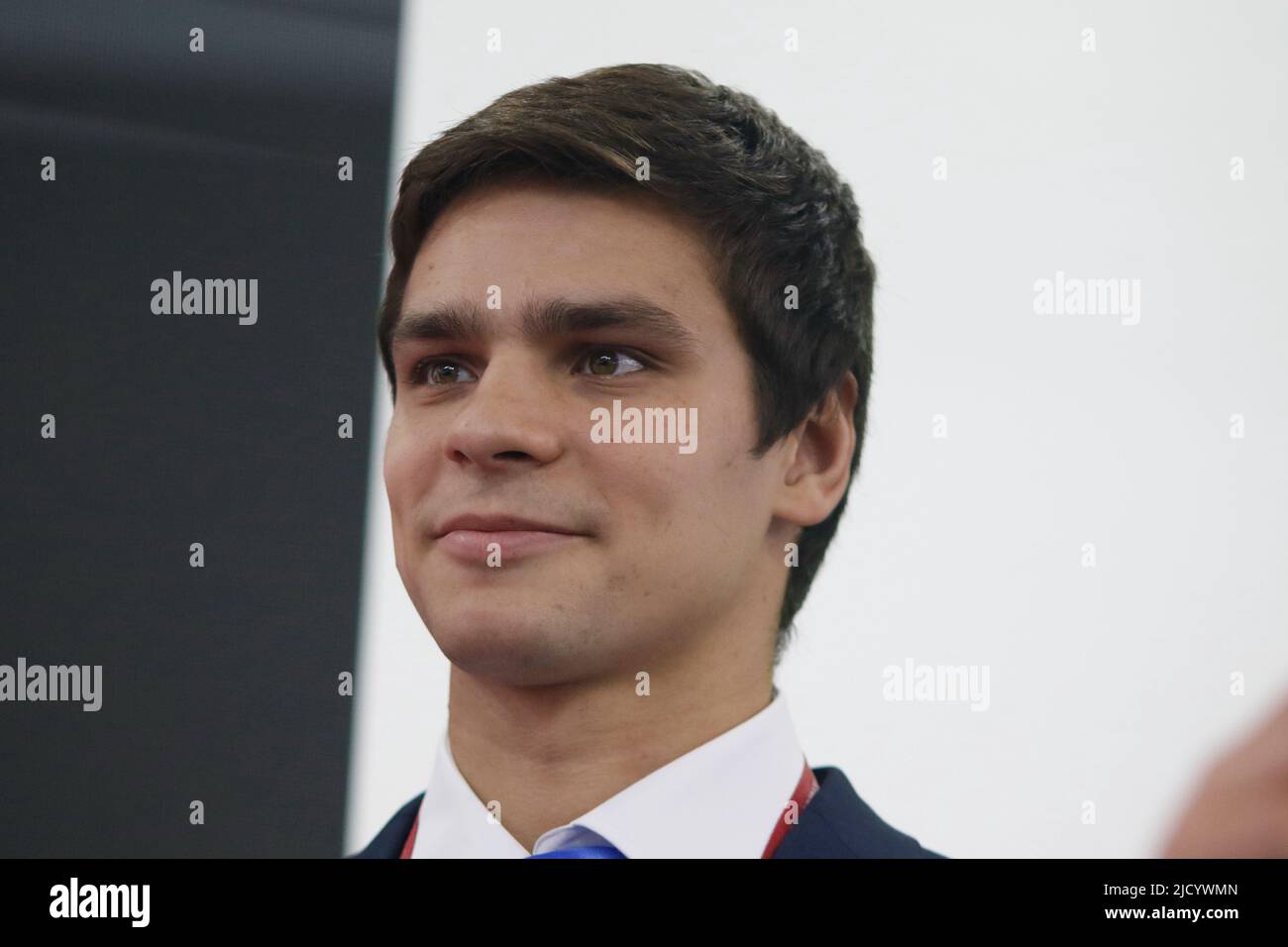 Evgeny Rylov, Olympic swimming champion seen during a signing ceremony ...