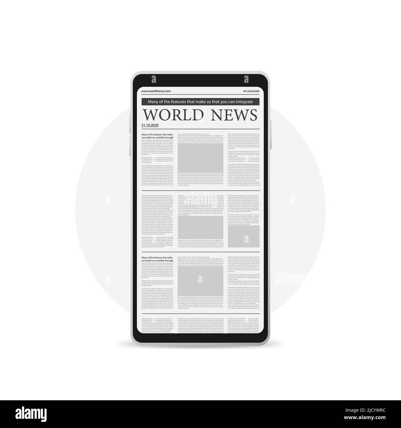 Digital News Concept with Business Newspaper on screen Smartphone, icon ...