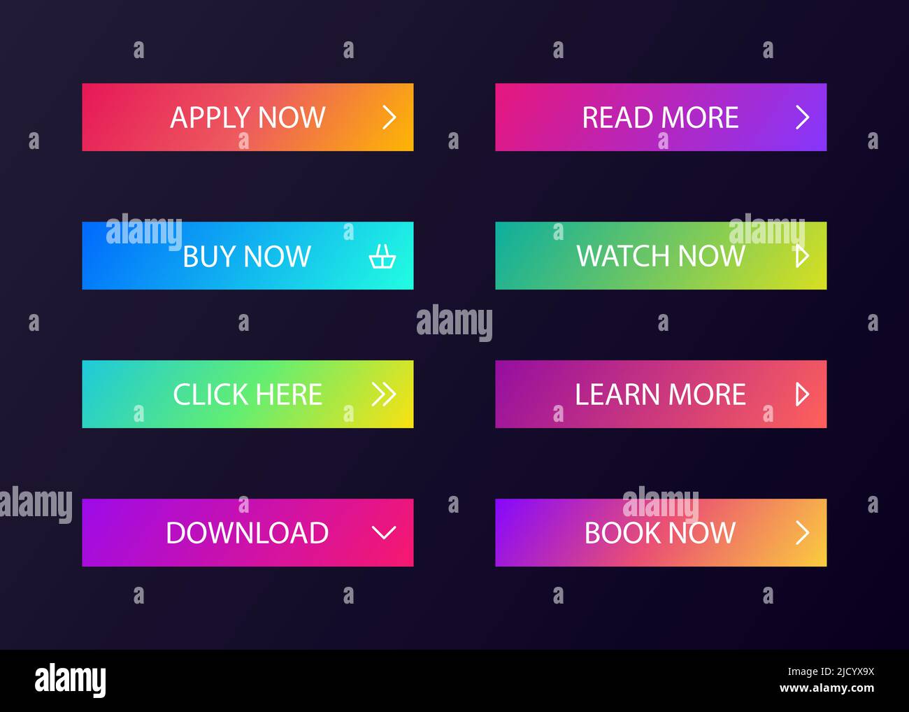Different gradient colors and icons on white forms with shadows. Set of ...