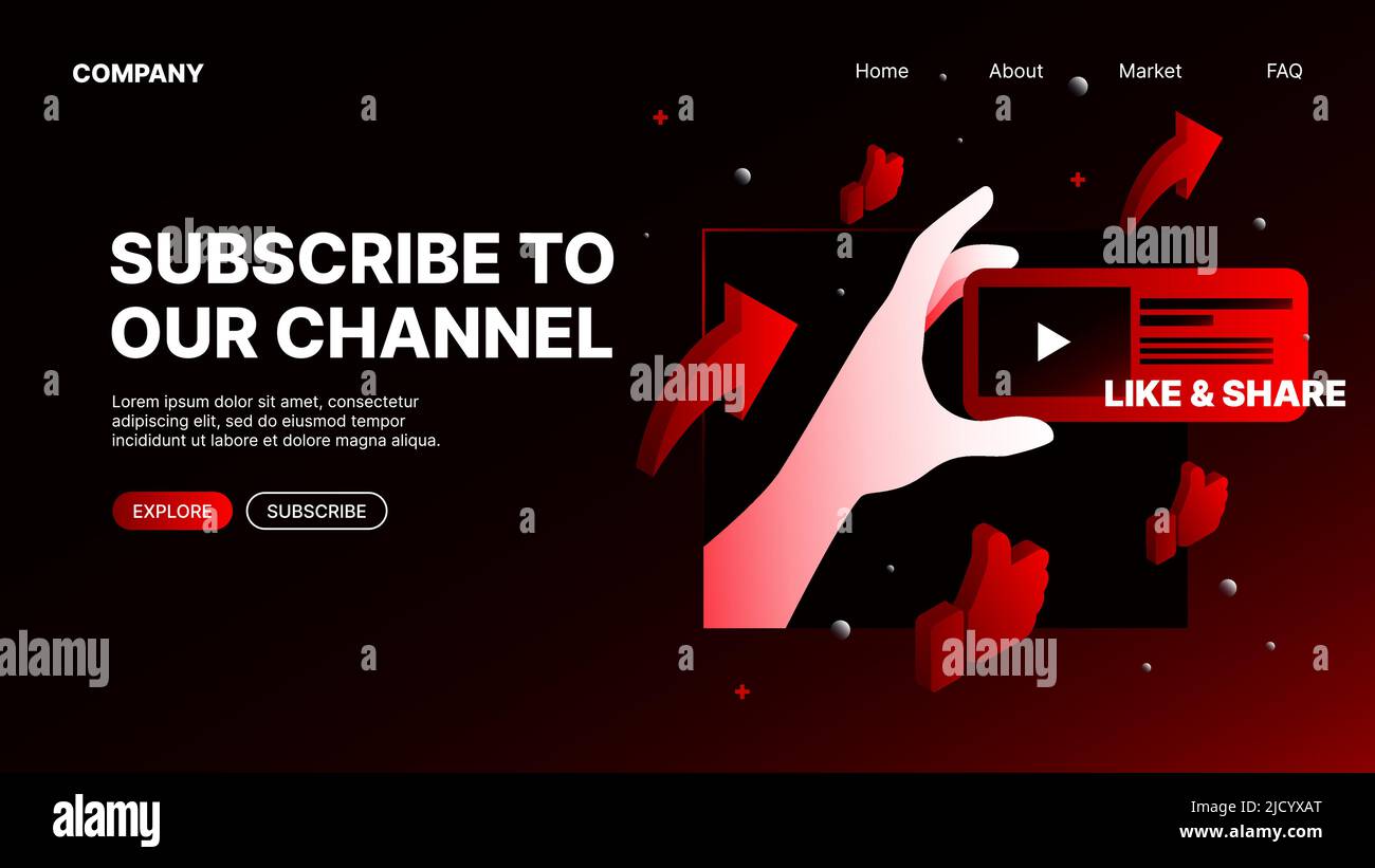 Subscribe to our Channel Banner. Red Website Landing Page Template ...