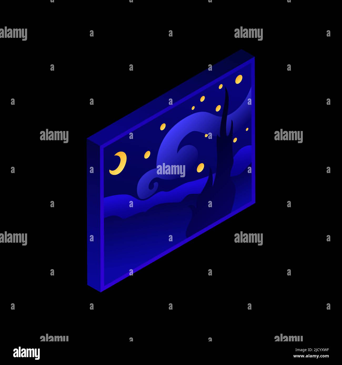 Graphic Picture, NFT image. 3D Colorful Hanging Painting. Vector ...