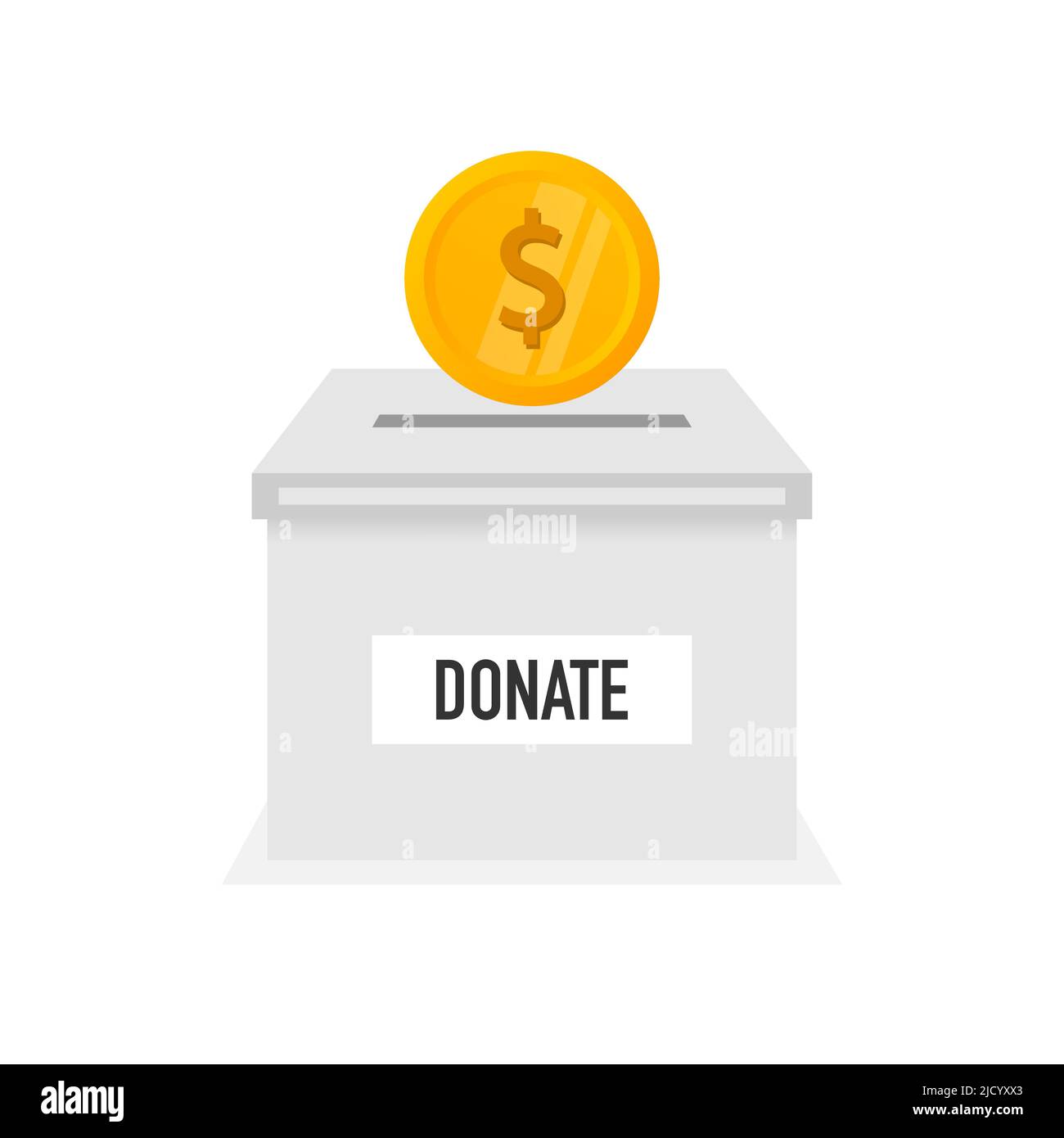 Donation box icon in flat style isolated on background. Vector ...