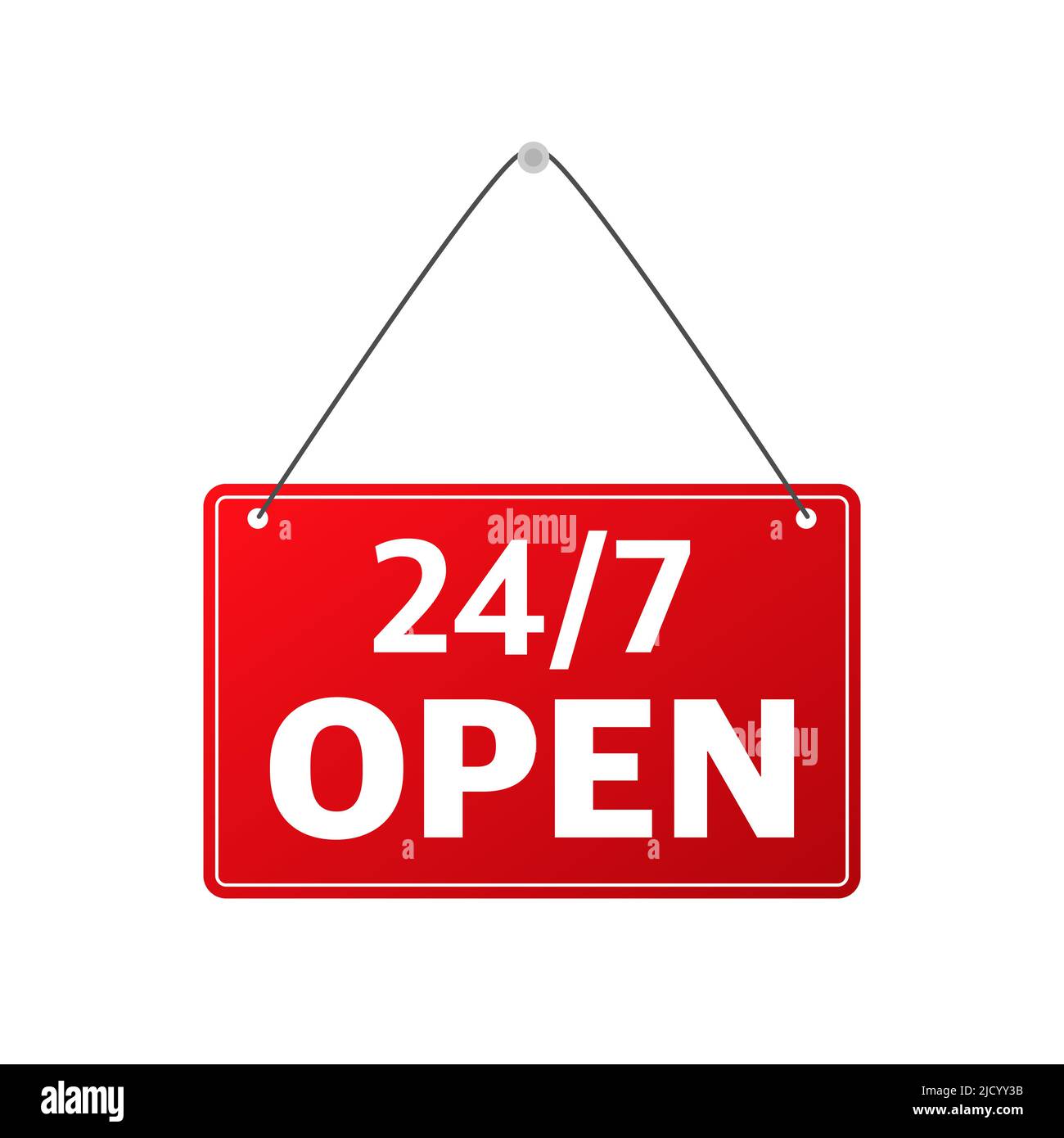 Open around the clock, 24 hours a day and 7 days a week icon isolated ...