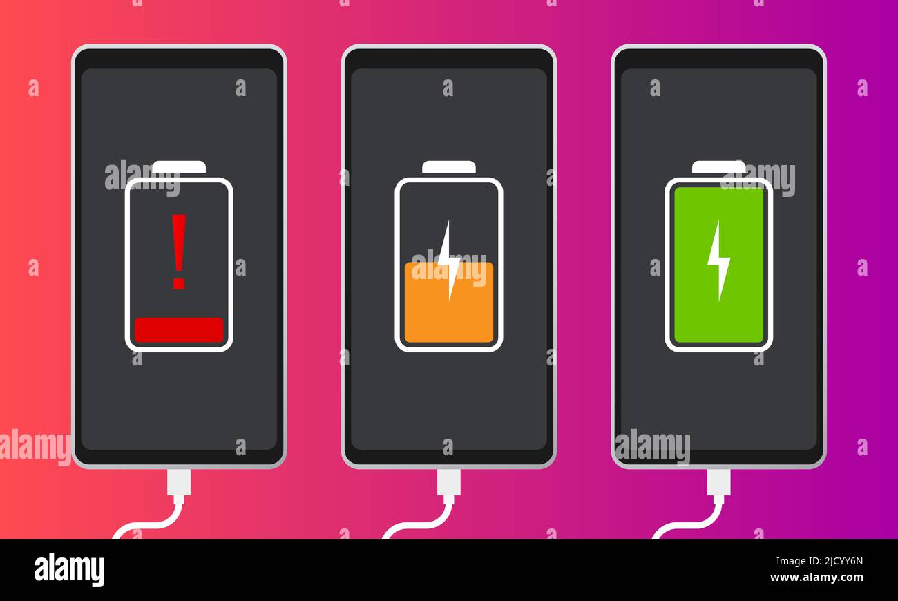 Discharged and fully charged battery smartphone - vector infographic ...