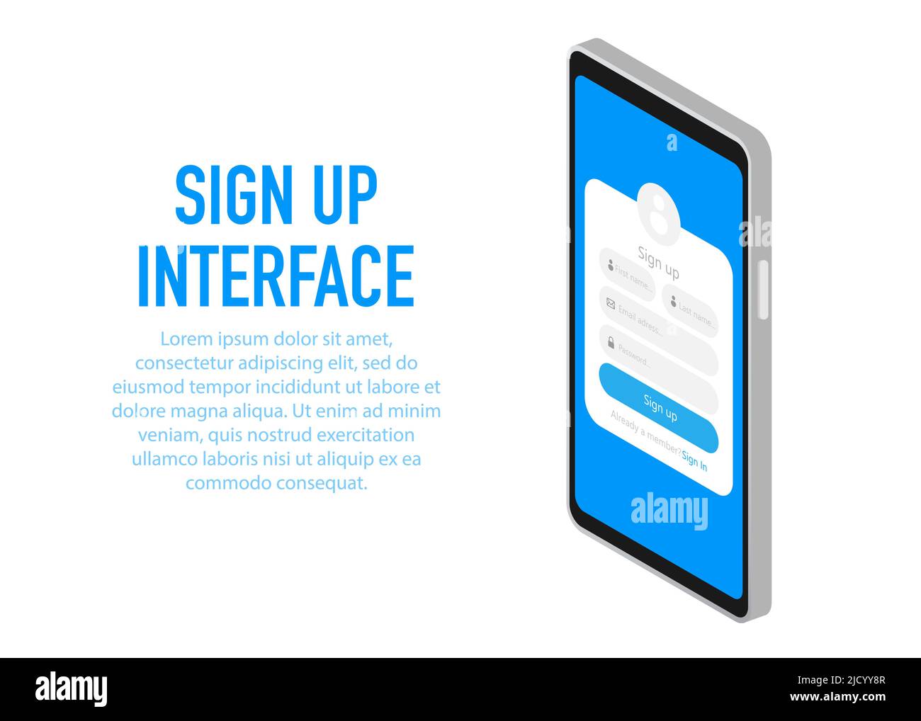 Trendy sign up interface Application with sign up window. Vector ...
