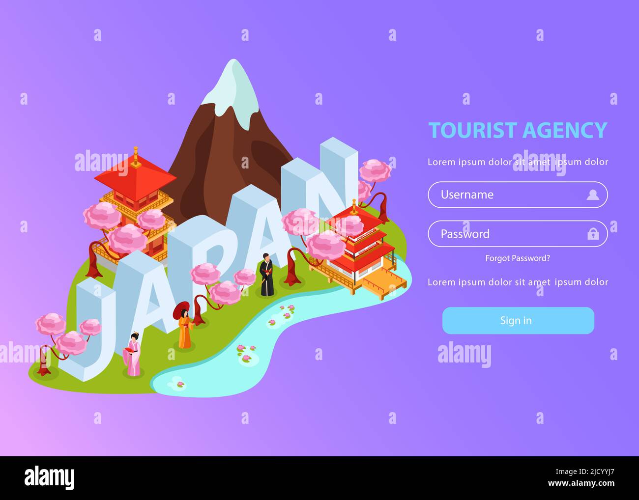 Japan travel agency Stock Vector Images - Alamy