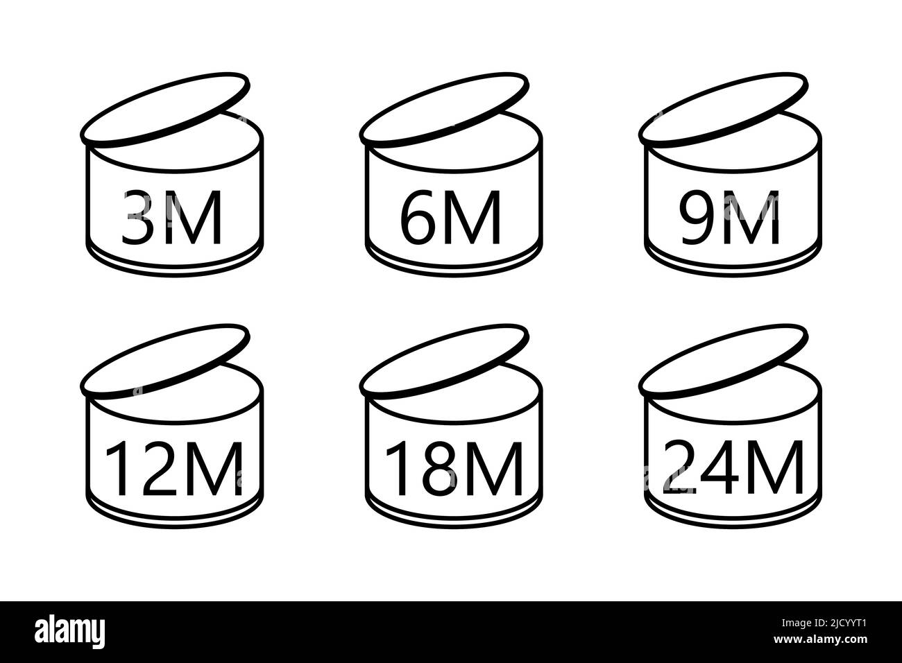 Period after opening icon set. Cosmetics or other. Vector icons Stock ...