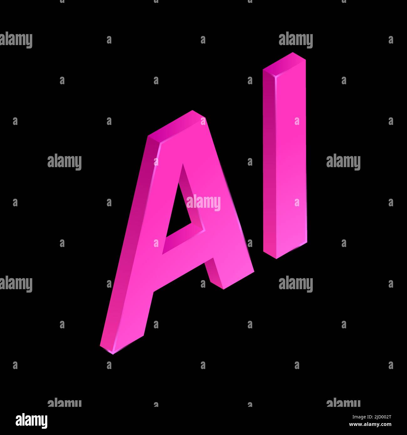 AI 3D Pink Icon on Black Background. Vector illustration Stock Vector ...